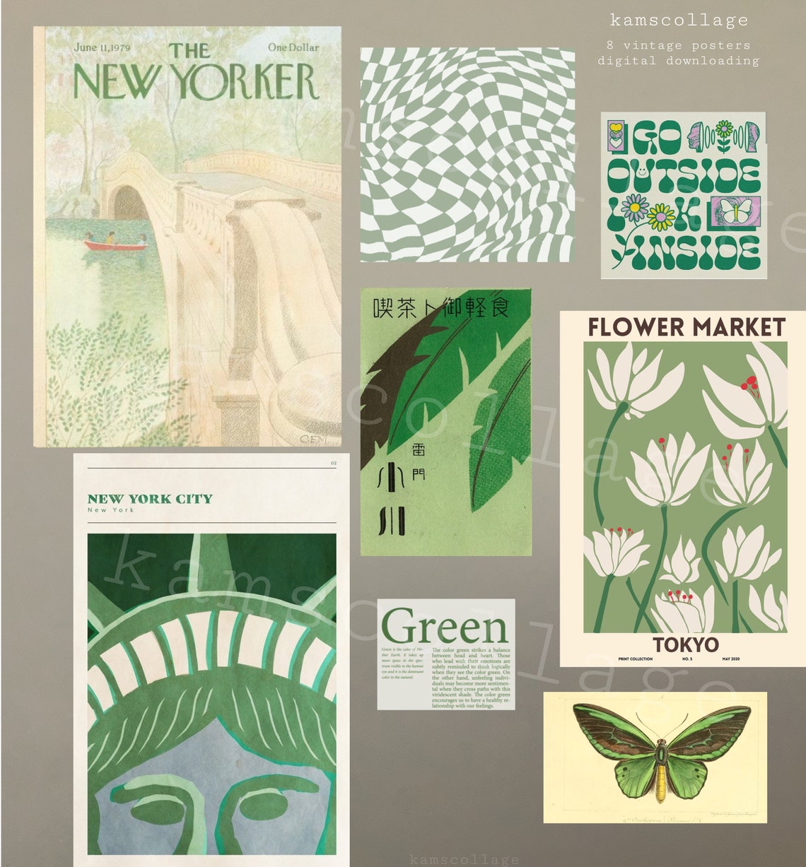 Vintage Posters , Green Theme - Etsy