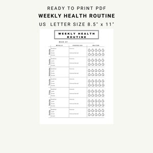 Printable Weekly Health Routine - Etsy