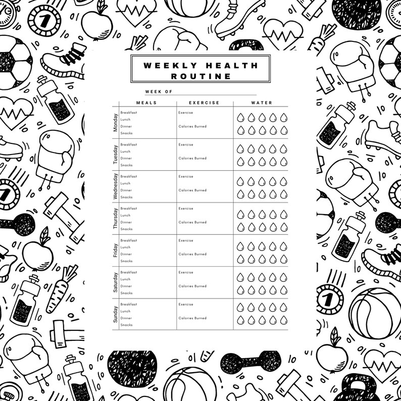 Printable Weekly Health Routine - Etsy