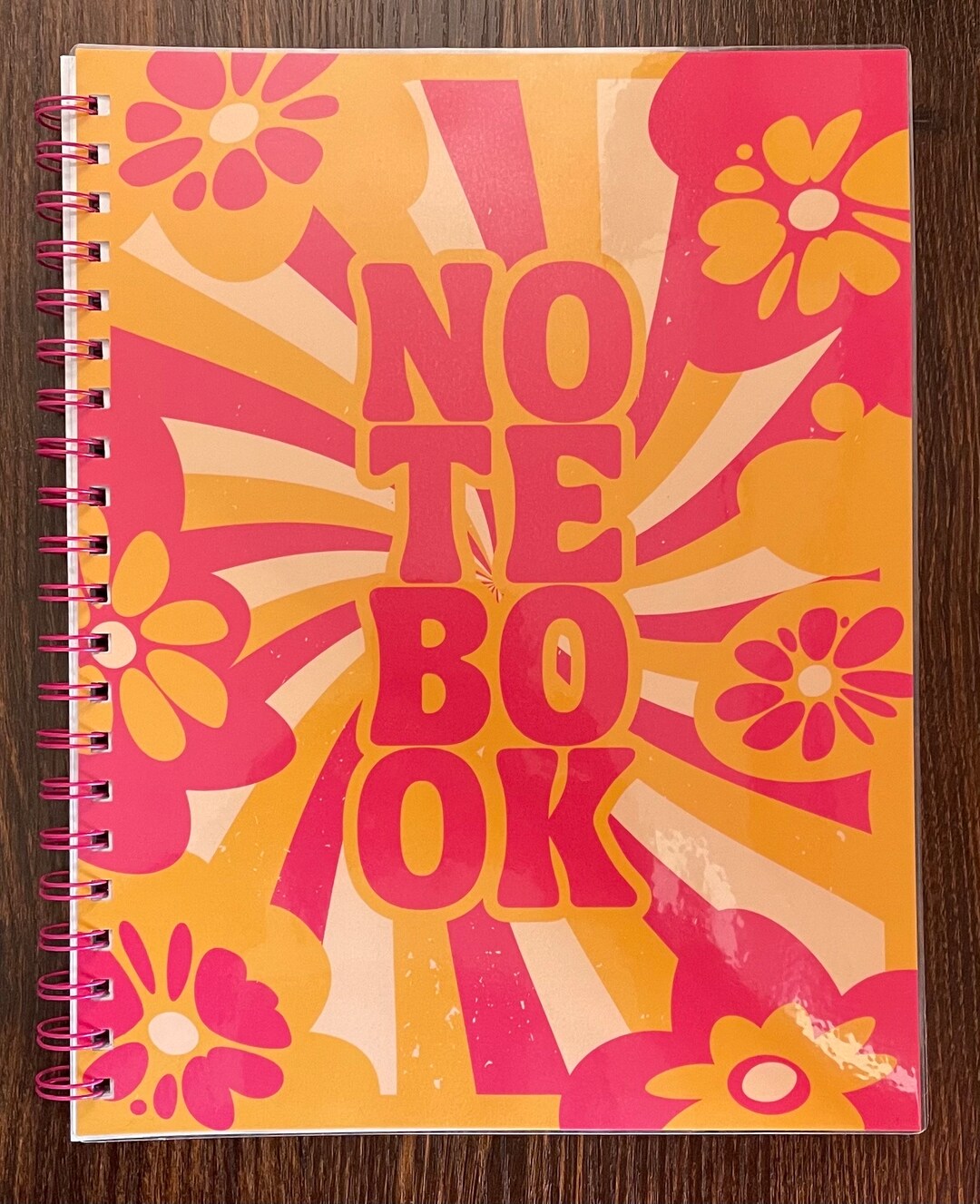 Retro Pink and Yellow Floral Notebook - Etsy