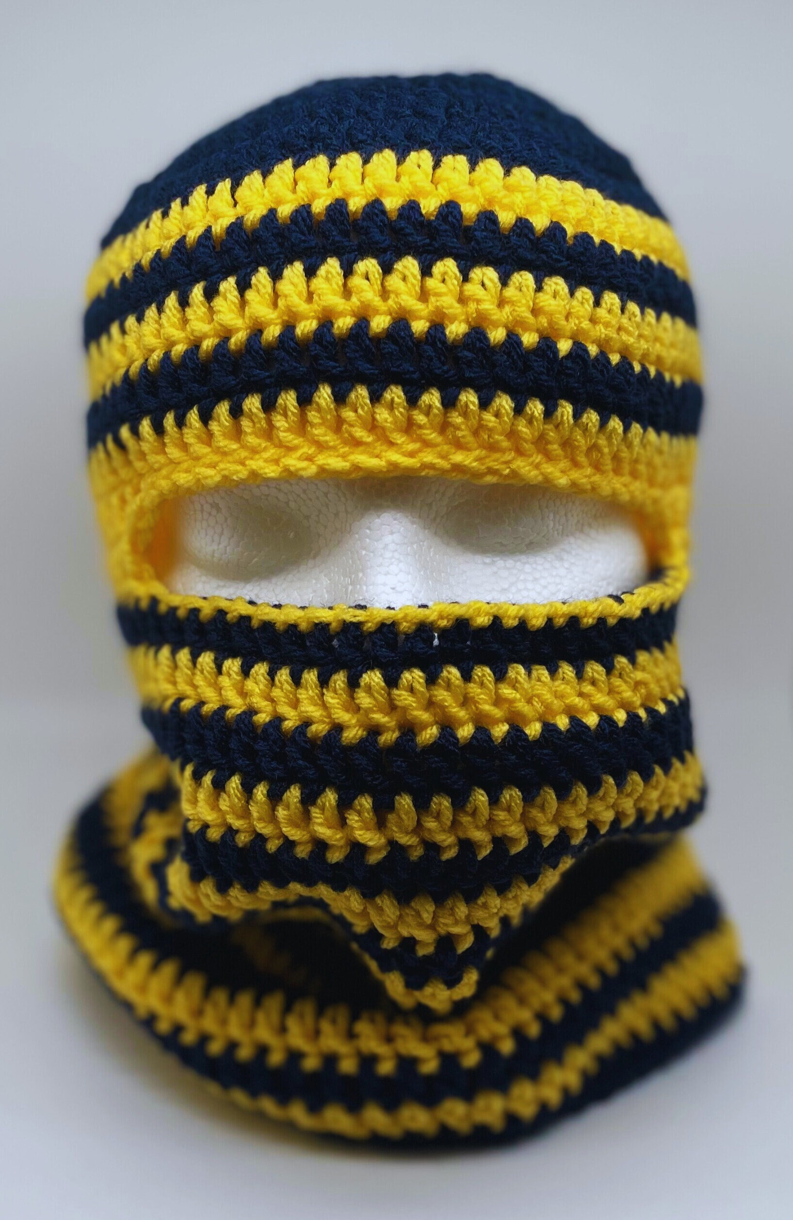Navy Blue and Gold Crochet Ski Mask, Handmade Balaclava - Etsy