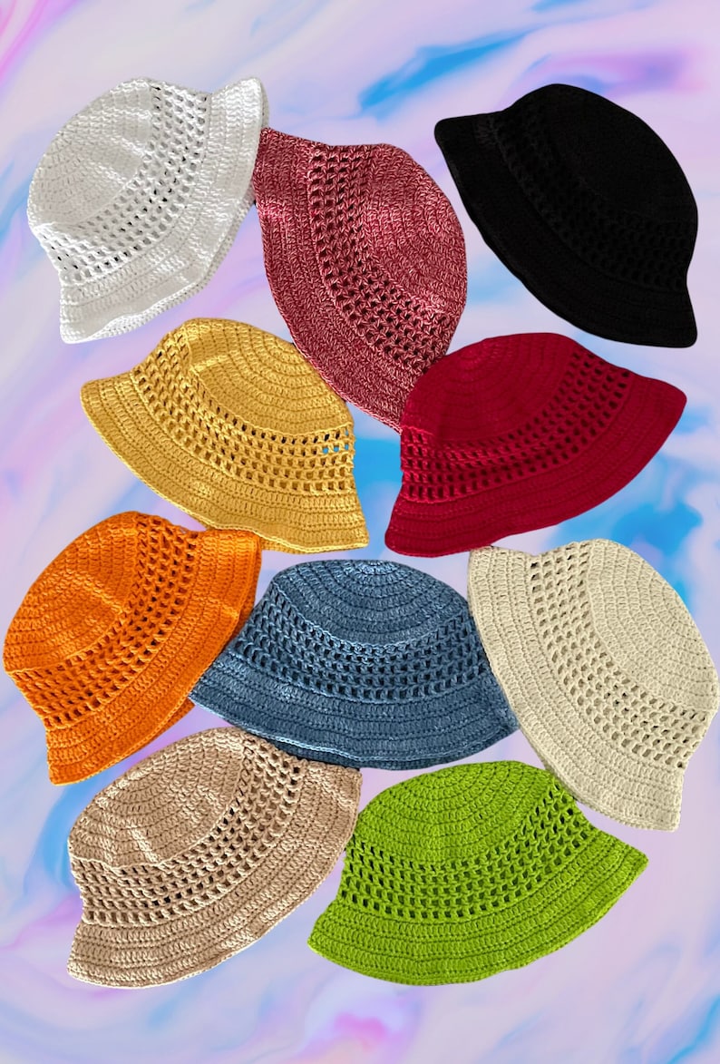 Handmade 100% Cotton Crochet Mesh Bucket Hat - Etsy