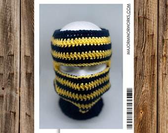Navy Blue and Gold Crochet Ski Mask, Handmade Balaclava - Etsy