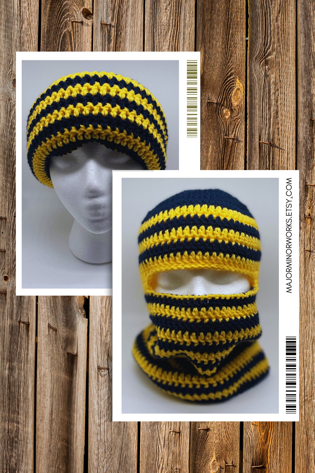 Navy Blue and Gold Crochet Ski Mask, Handmade Balaclava - Etsy