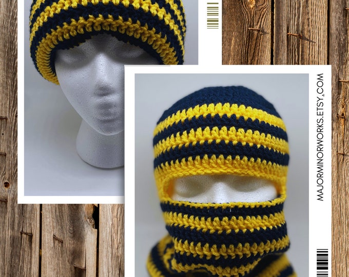 Navy Blue and Gold Crochet Ski Mask, Handmade Balaclava - Etsy