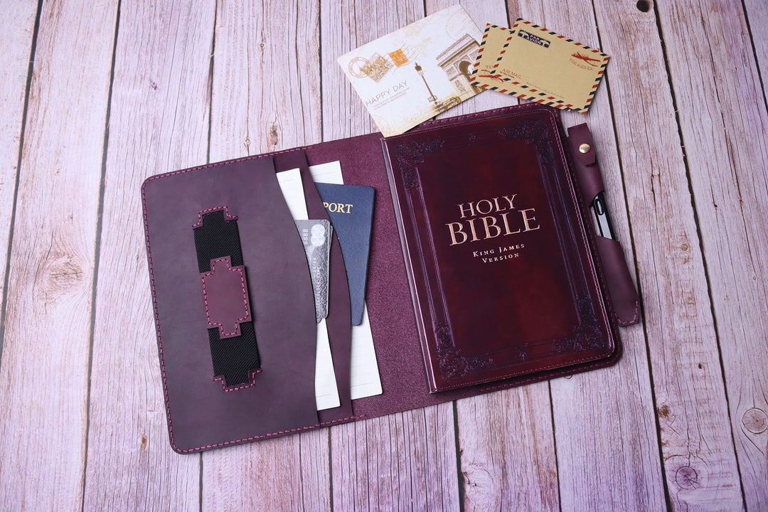 Handmade Premium Purple Leather KJV Holy Bible,holy Bible Book Case ...