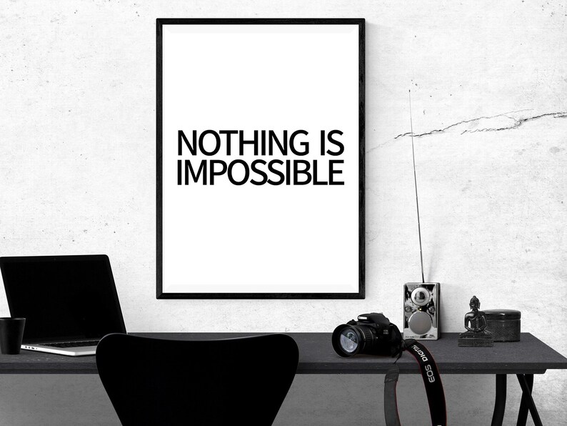Nothing is Impossible, Printable Poster, Typography Wall Art ...