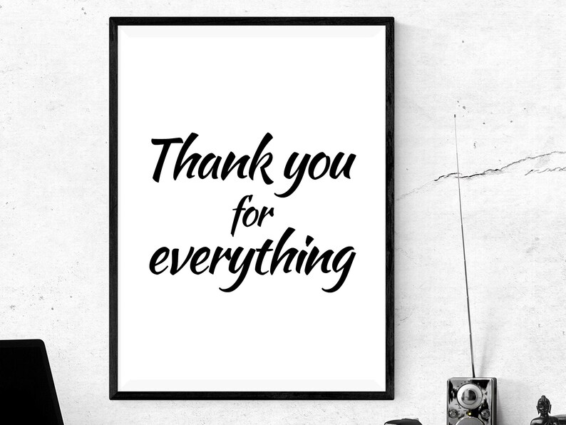 Thank You for Everything, Printable Poster, Typography Wall Art ...