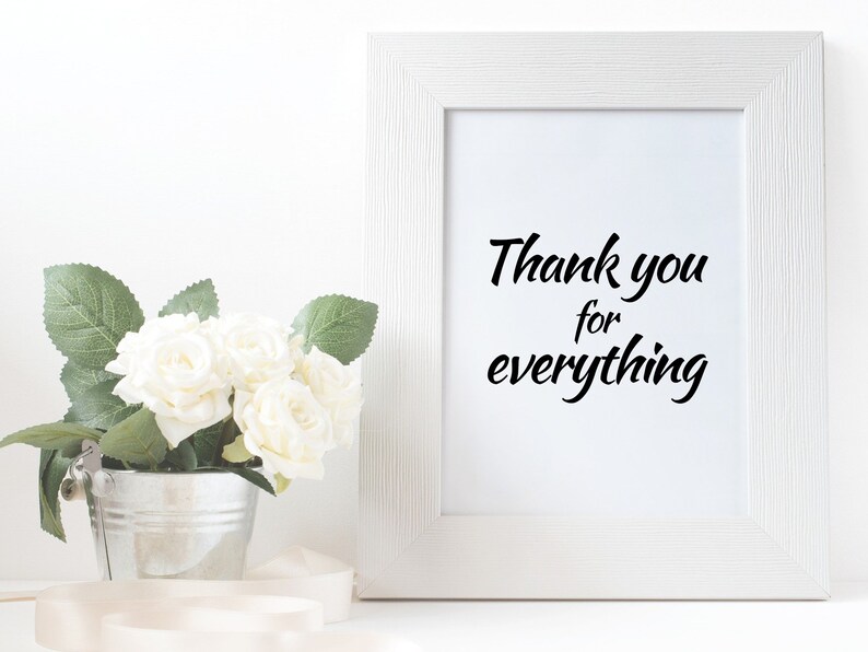 Thank You for Everything, Printable Poster, Typography Wall Art ...