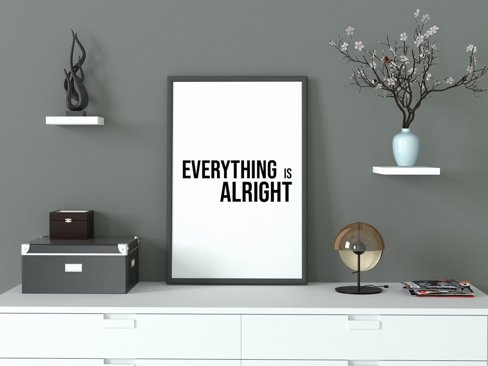 Everything is Alright, Printable Poster, Typography Wall Art ...