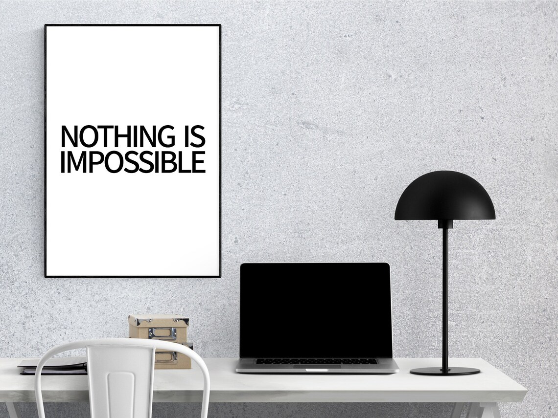 Nothing is Impossible, Printable Poster, Typography Wall Art ...