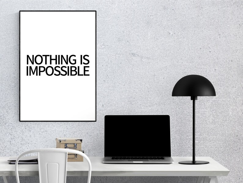 Nothing is Impossible, Printable Poster, Typography Wall Art ...