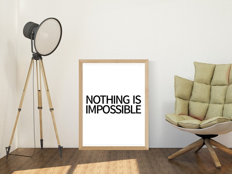 Nothing is Impossible, Printable Poster, Typography Wall Art ...