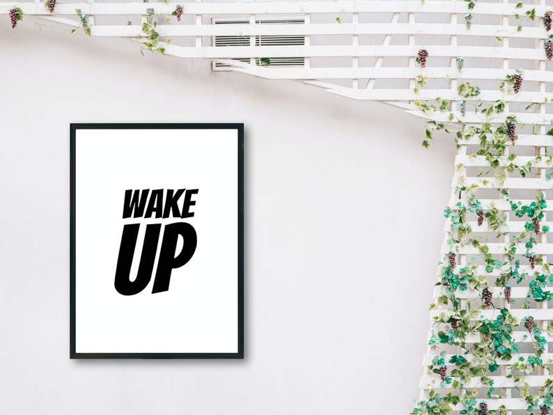 Wake Up Printable Poster Typography Wall Art Inspiration | Etsy