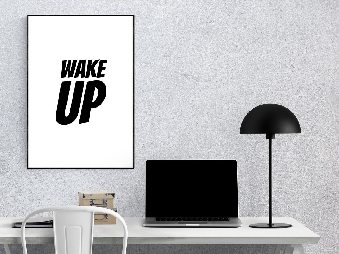 Wake Up Printable Poster Typography Wall Art Inspiration | Etsy