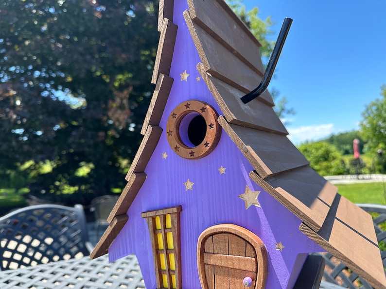 Handcrafted Whimsical Birdhouse: Purple Pine Wood, Weatherproof - Etsy
