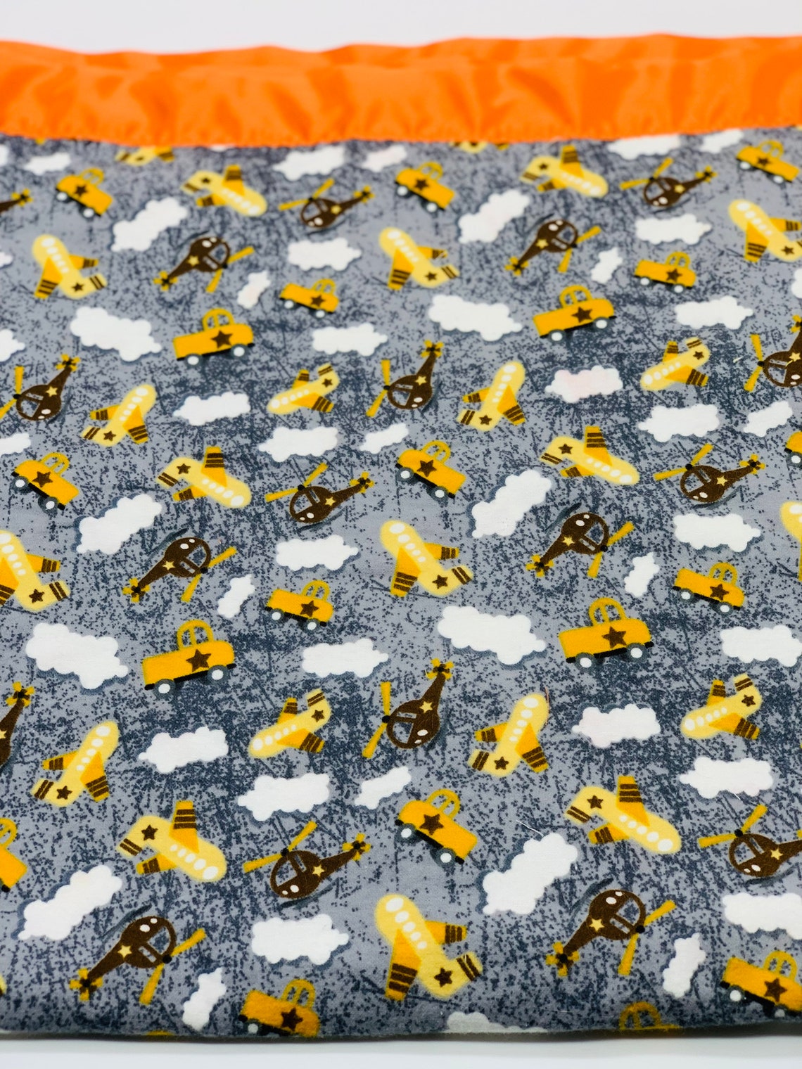 Airplanes , Sky Themed, Helicopters, Clouds, Baby Boy Gift, Flannel ...