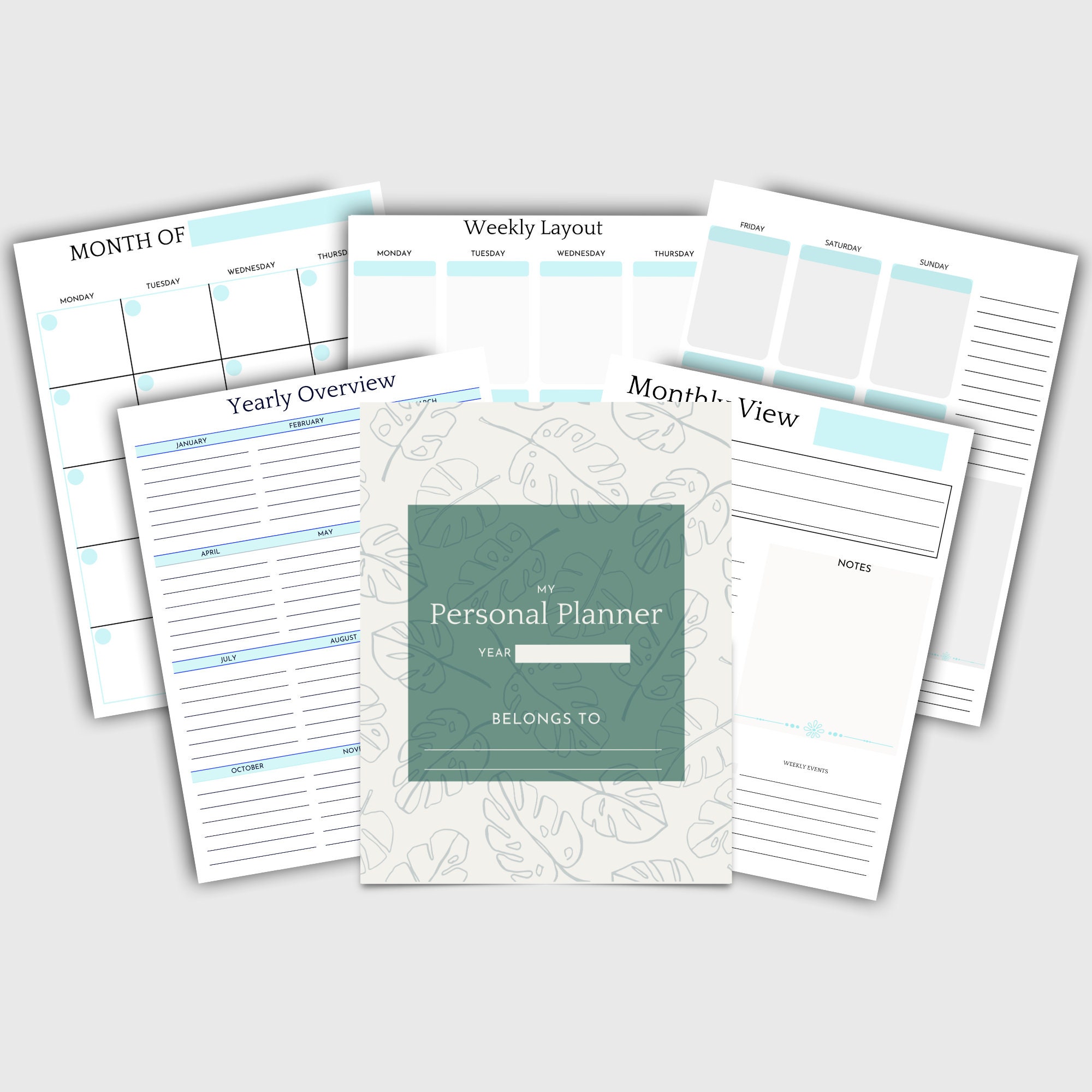 Personal Planner Printables, Undated Daily and Weekly Planner Digital ...