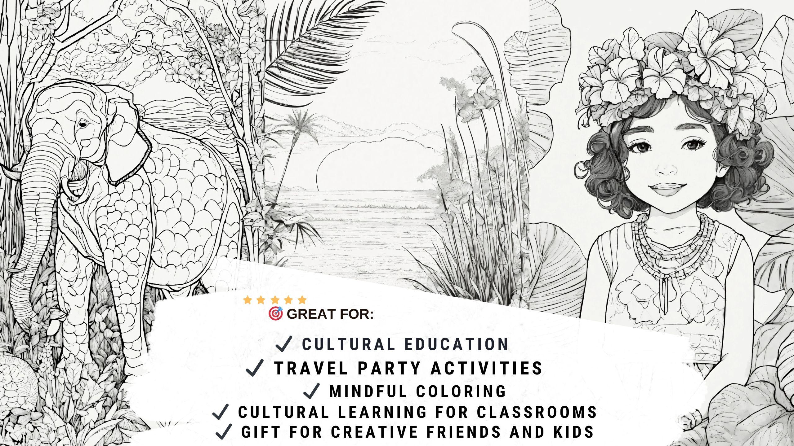 Thailand Coloring Pages | Tropical Culture and Travel Art | Printable ...