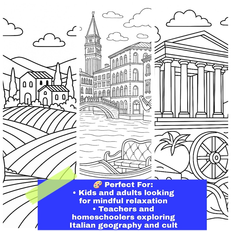 Italy Coloring Pages | Printable Italian Landmarks and Culture Art ...