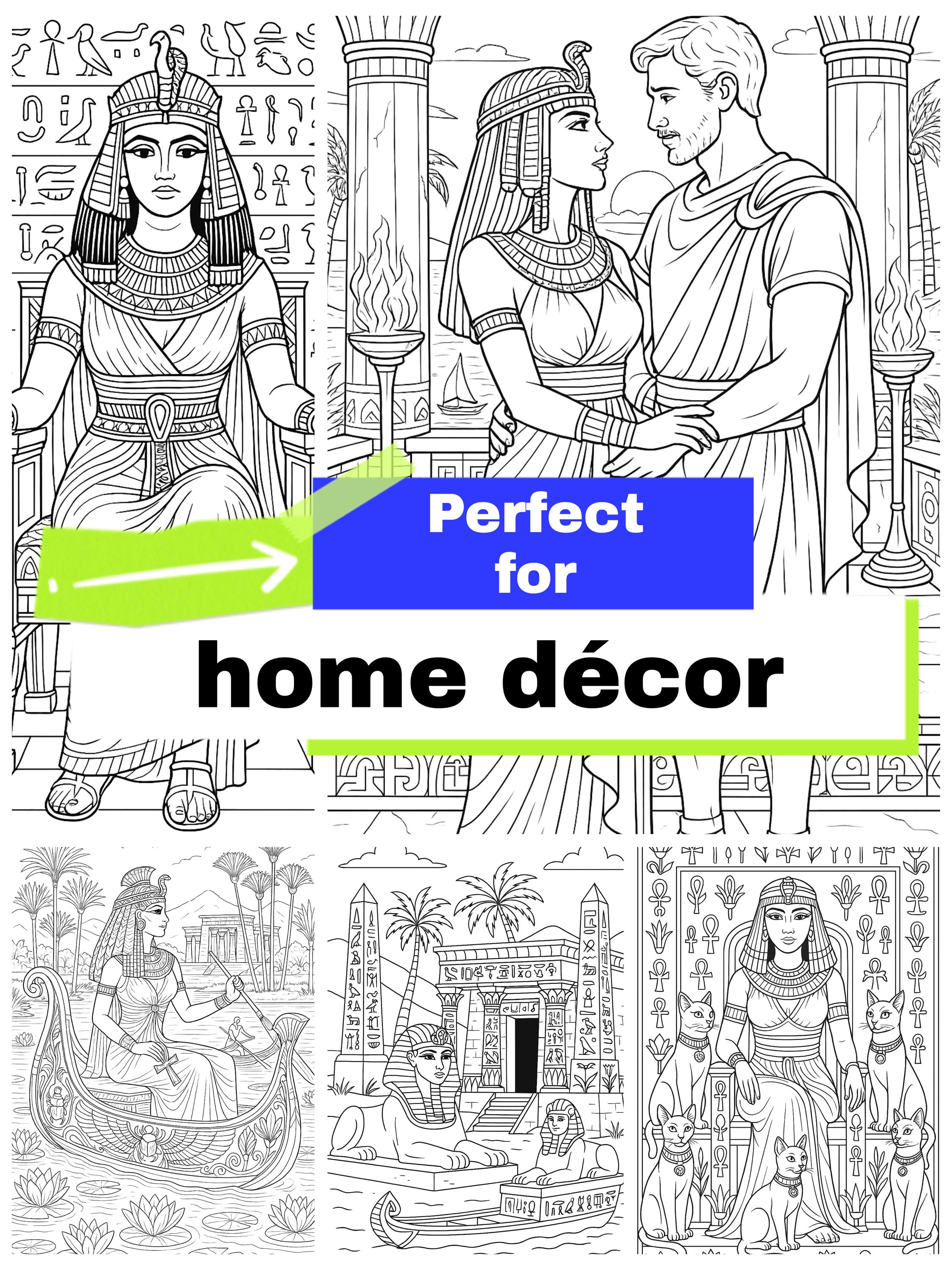 Cleopatra Coloring Pages – 5 Printable Ancient Egypt Line Art for ...
