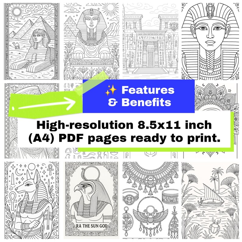 Ancient Egypt Coloring Pages | 12 Printable Sheets With Pyramids ...