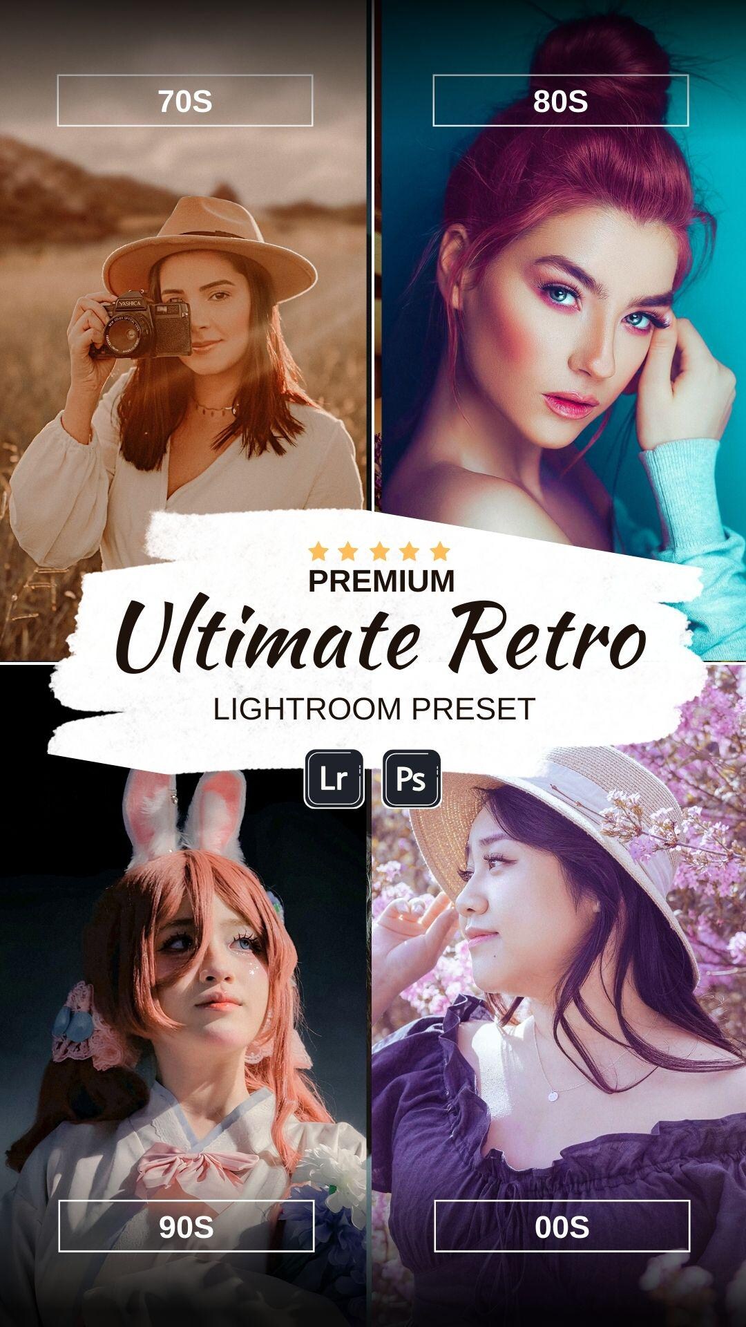 Retro Decades Lightroom Preset Pack | 70s, 80s, 90s, 00s Film Digital ...