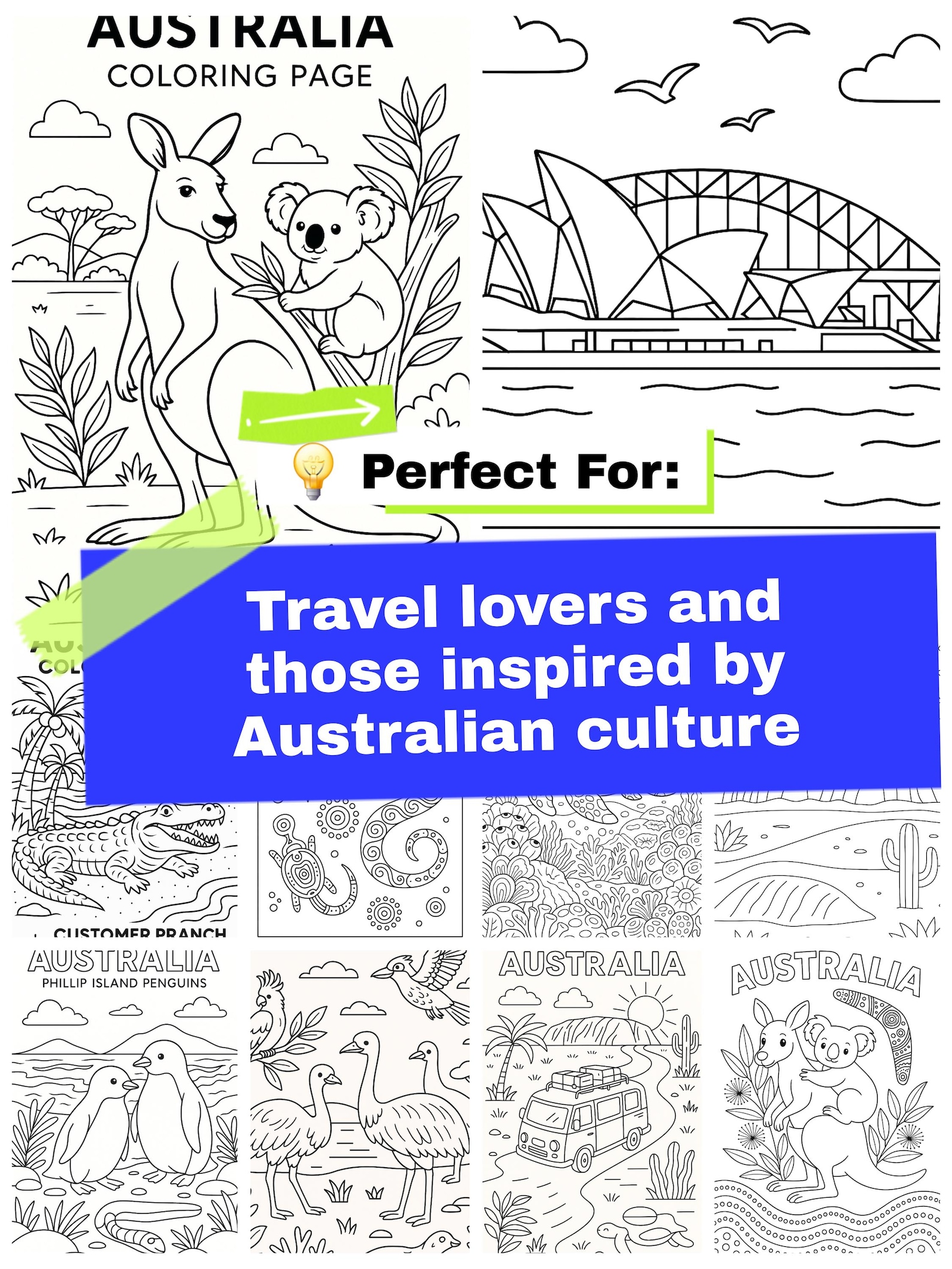 Australia Coloring Pages | 10 Printable Sheets | Kangaroo, Koala ...