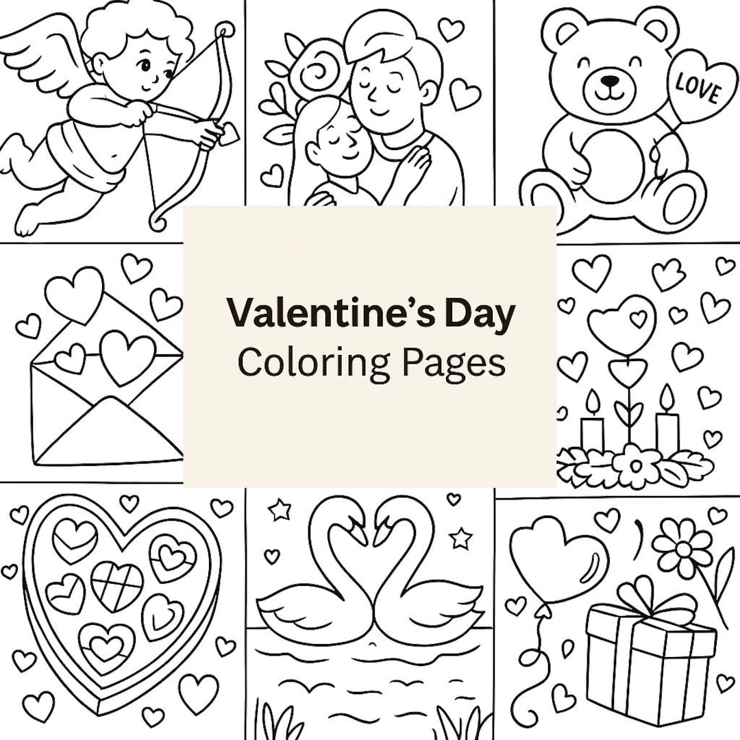 Valentine's Day Coloring Pages | Cute Love and Romantic Printable PDF ...