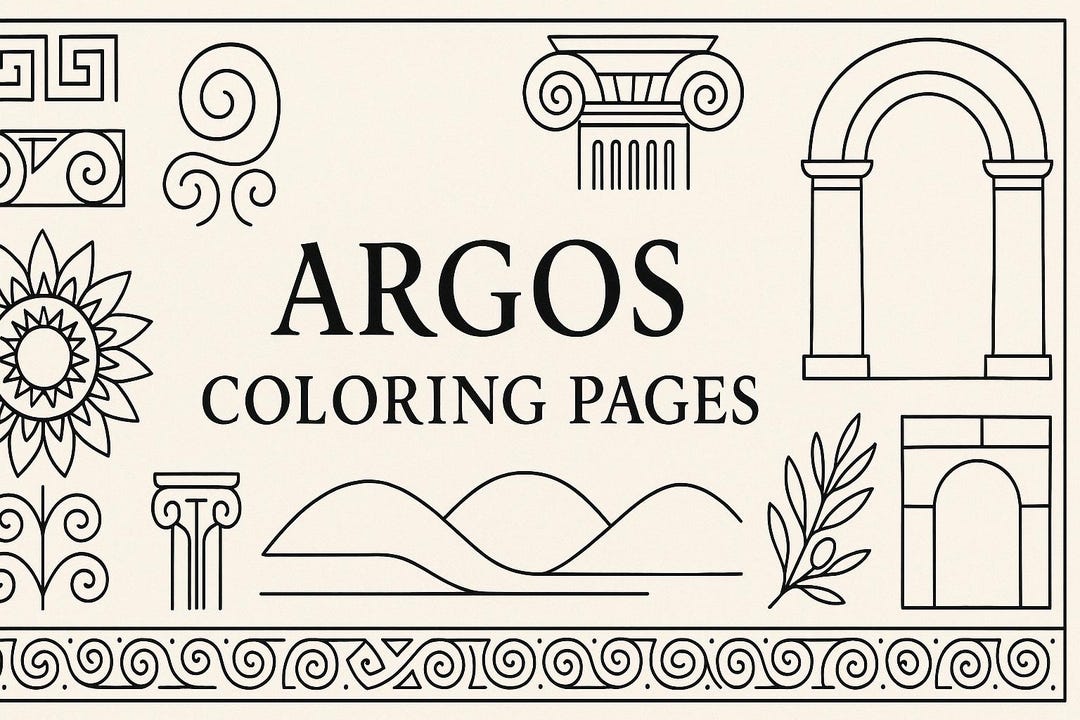 Argos Coloring Pages | Ancient Greek Patterns and Architecture Line Art ...