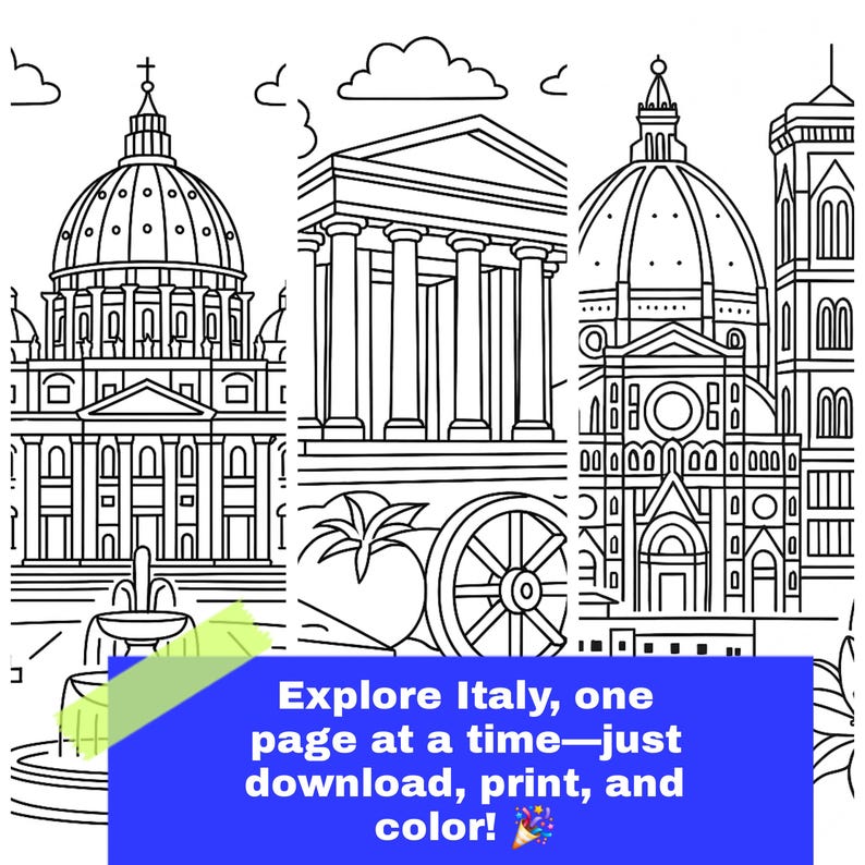 Italy Coloring Pages | Printable Italian Landmarks and Culture Art ...