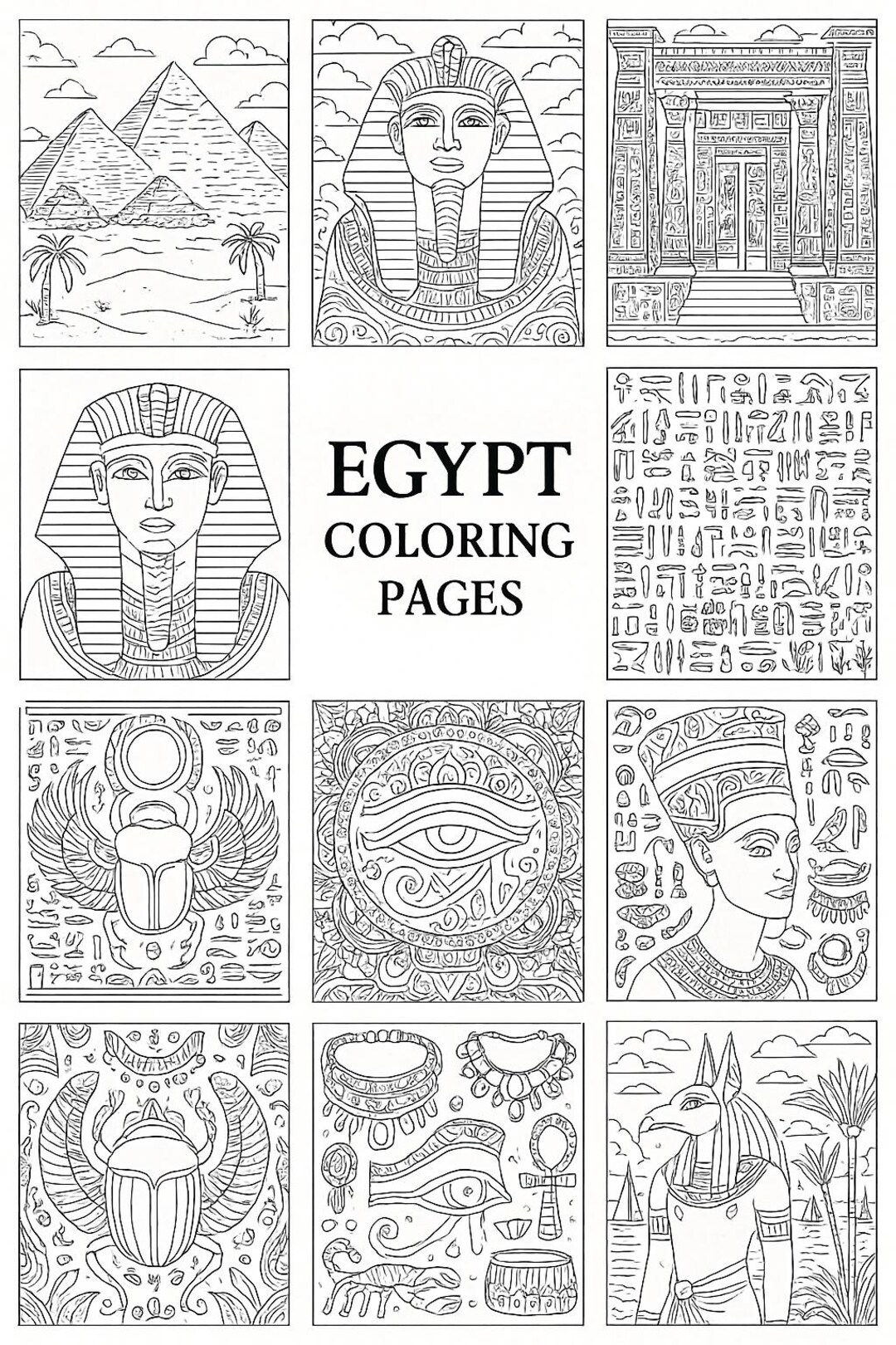 Ancient Egypt Coloring Pages | 12 Printable Sheets With Pyramids ...