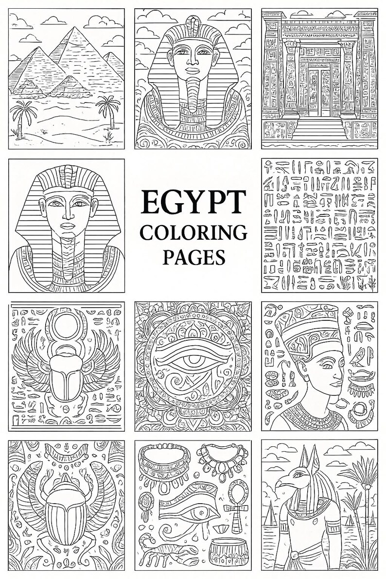 Ancient Egypt Coloring Pages | 12 Printable Sheets With Pyramids ...