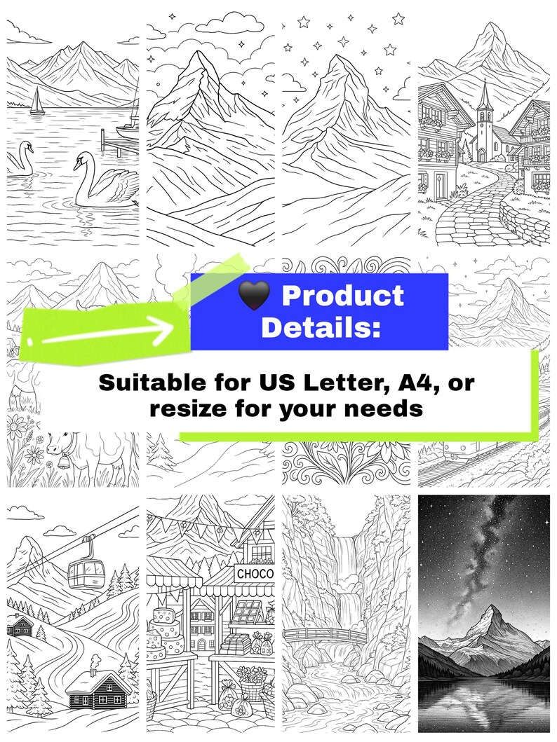 Swiss Alps Coloring Pages – 10 Printable Mountain & Nature Scenes ...