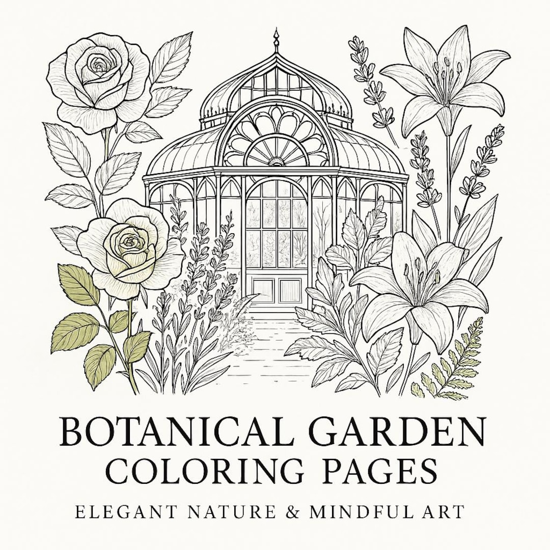 Botanical Garden Coloring Pages | Elegant Nature Printable Art ...