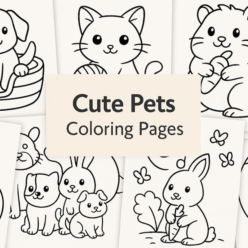 Cute Pet Coloring Pages - Etsy UK