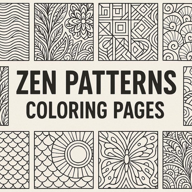 Zen Patterns Coloring Pages | 10 Printable Anti-stress Coloring Sheets ...