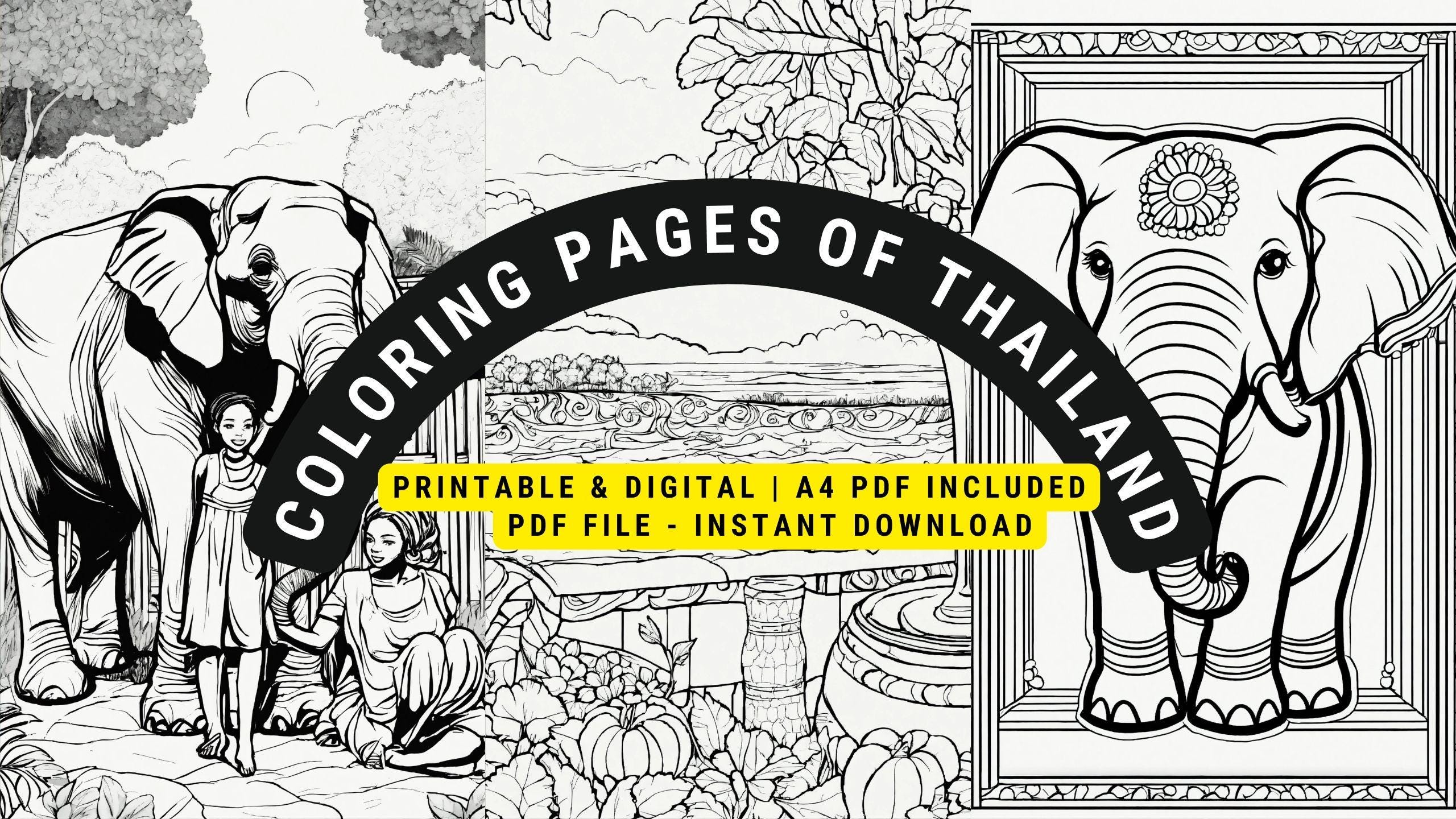 Thailand Coloring Pages | Tropical Culture and Travel Art | Printable ...