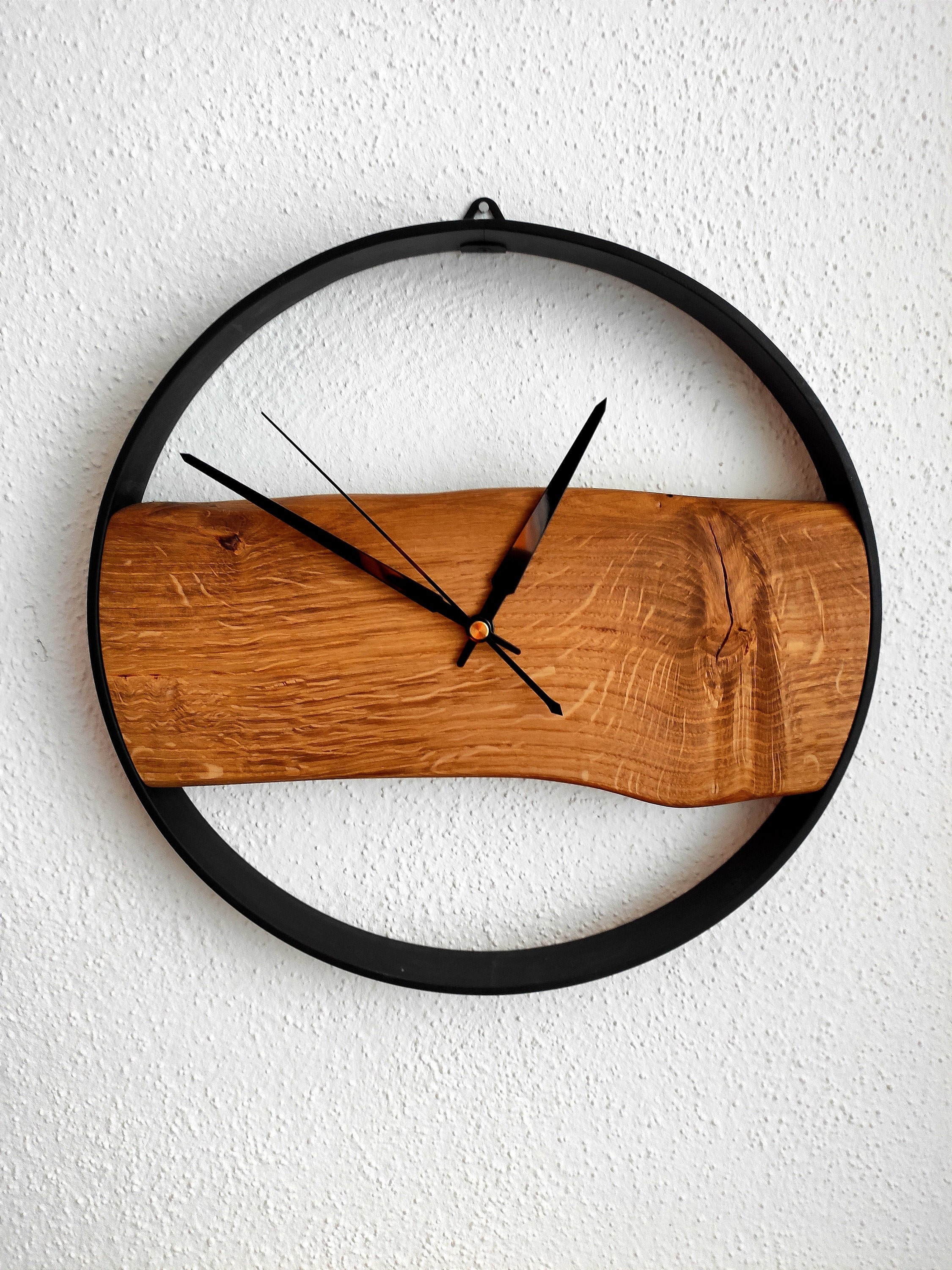Reloj de madera, reloj de pared, rústico, pieza única, reloj de madera ...