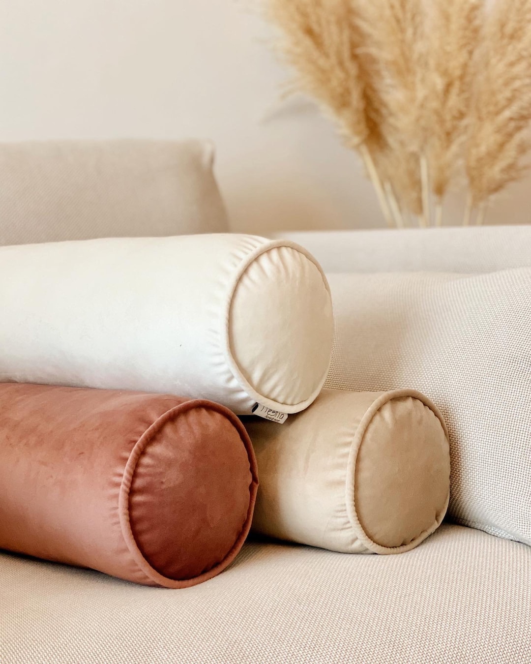 Velvet Bolster Pillow With Piping | Velvet Cushion | Body Pillow 14 ...