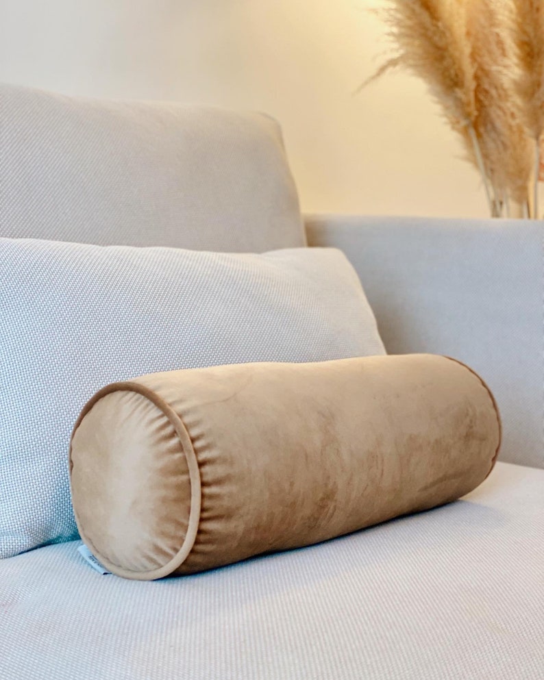 Velvet Bolster Pillow With Piping | Velvet Cushion | Body Pillow 14 ...