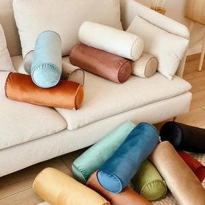 Velvet Bolster Pillow With Piping | Velvet Cushion | Body Pillow 14 ...