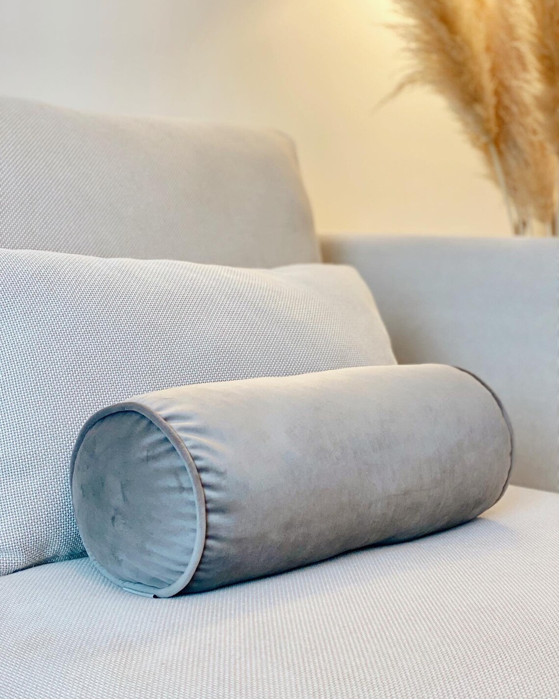 Velvet Bolster Pillow With Piping | Velvet Cushion | Body Pillow 14 ...