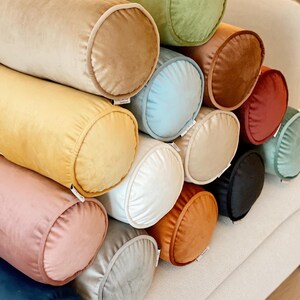 Velvet Bolster Pillow With Piping | Velvet Cushion | Body Pillow 14 ...