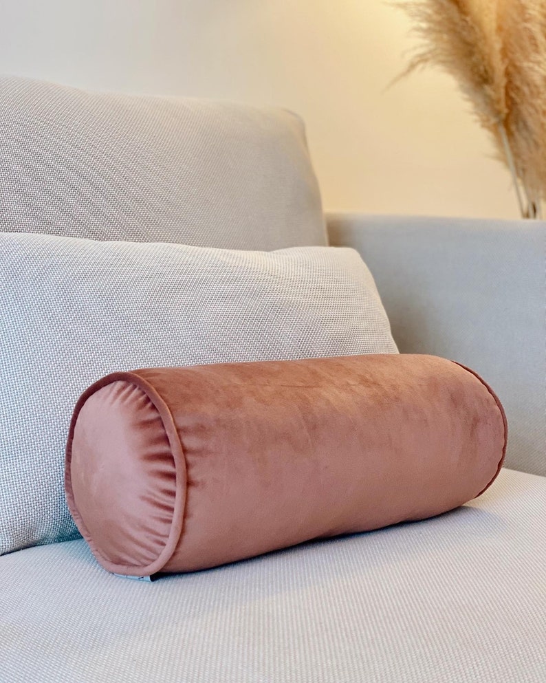 Velvet Bolster Pillow With Piping | Velvet Cushion | Body Pillow 14 ...
