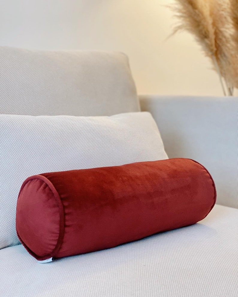 Velvet Bolster Pillow With Piping | Velvet Cushion | Body Pillow 14 ...
