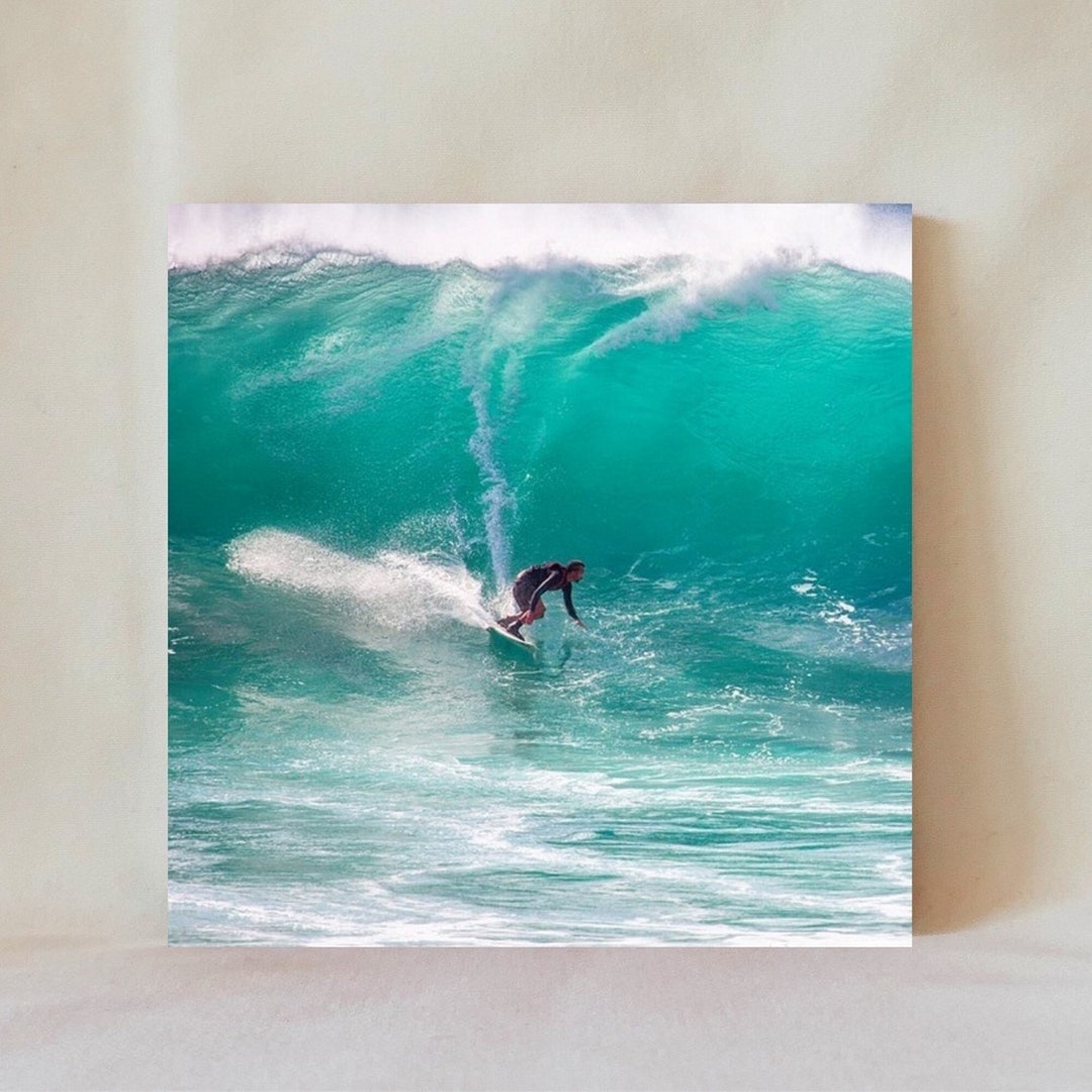 Decorative Tile, 4 X 4, Surfer, Surf Board, Ocean Wave, Breaking Wave ...