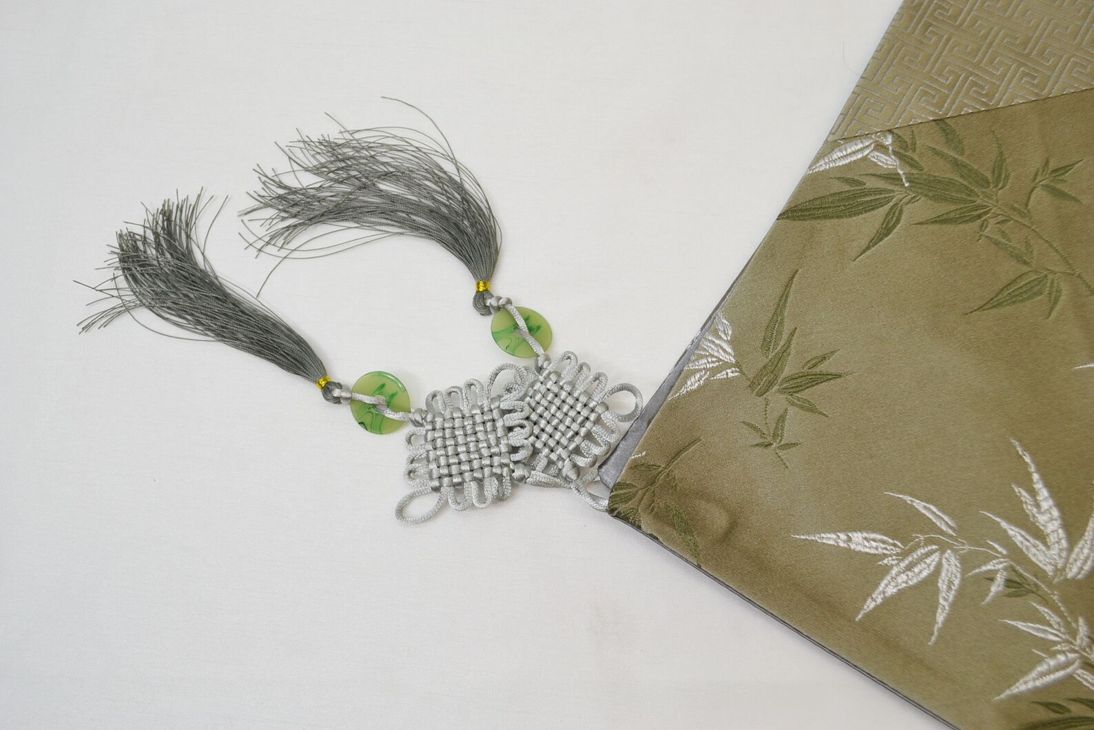 New Gray Chinese Silk Brocade Table Runner Bamboo 89l - Etsy