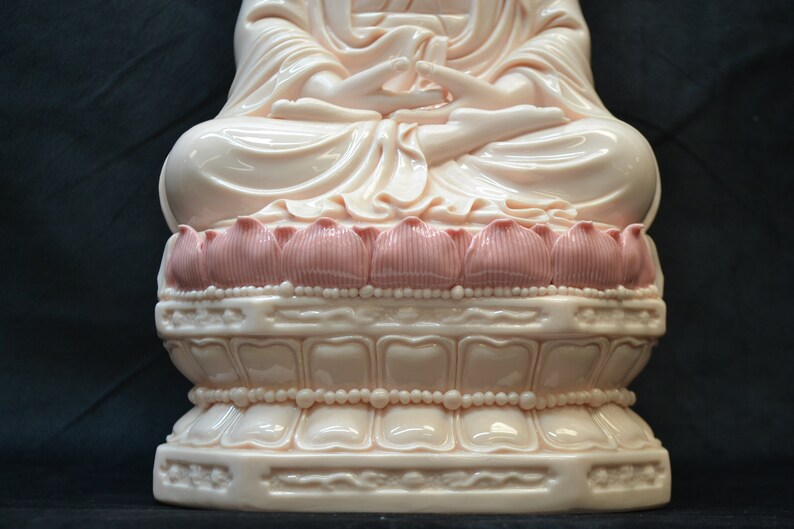 Large Pink Porcelain Buddha Statue /meditation /home Decor Statue.7152 ...