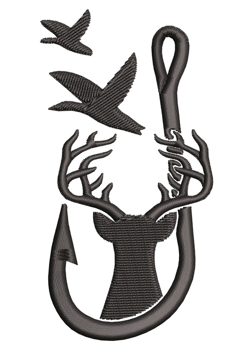 Deer Buck Duck Fish Hook Machine Embroidery Design Buck Deer - Etsy